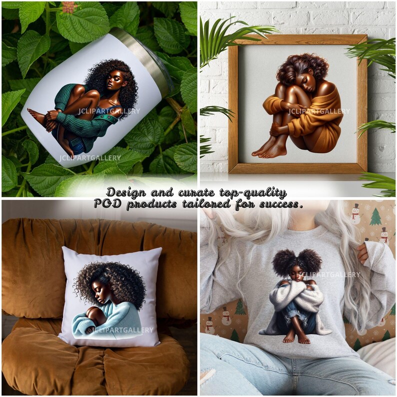 33 Black Afro Women Grief and Sad Png Bundle Sadness Clipart Black Girl ...