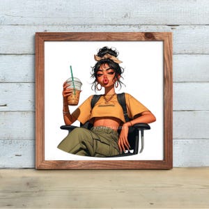 Quirky College Black Girl Clipart Bundle, Melanin College Student, Afro ...