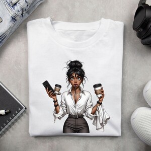 Overtime Queen Black Woman Clipart, Busy Office Lady, Working Hard Girl ...