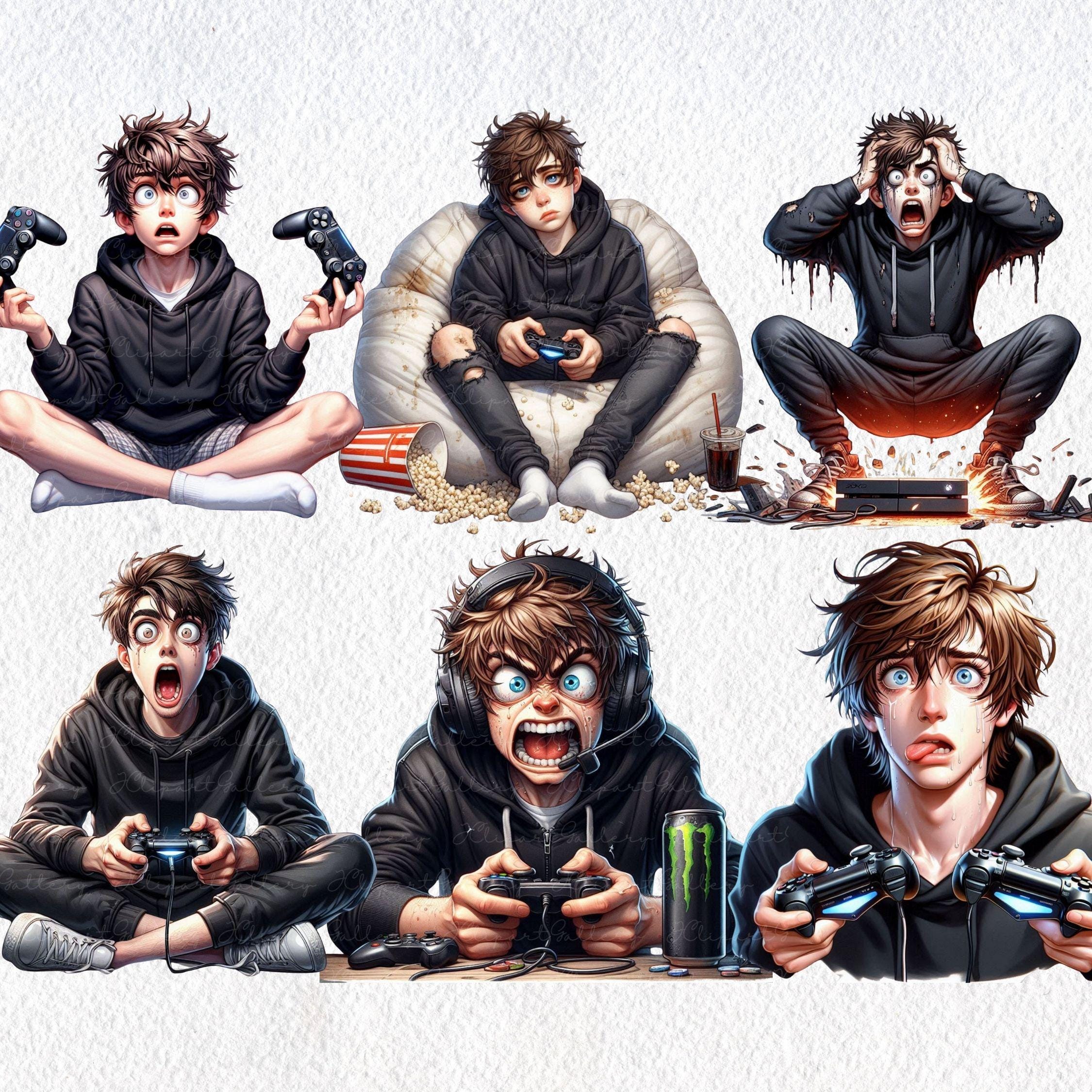 Quirky Gamer Clipart Png Bundle, Funny Gamer Clipart, Video Games ...