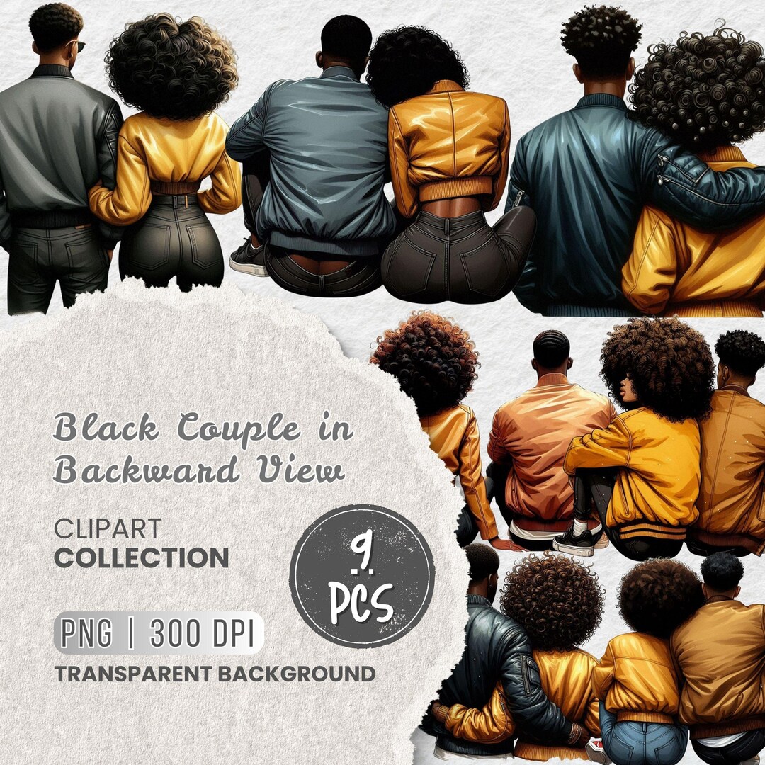 Black Couple Clipart Backward View, Afro Love Couple, Love Him Clipart ...