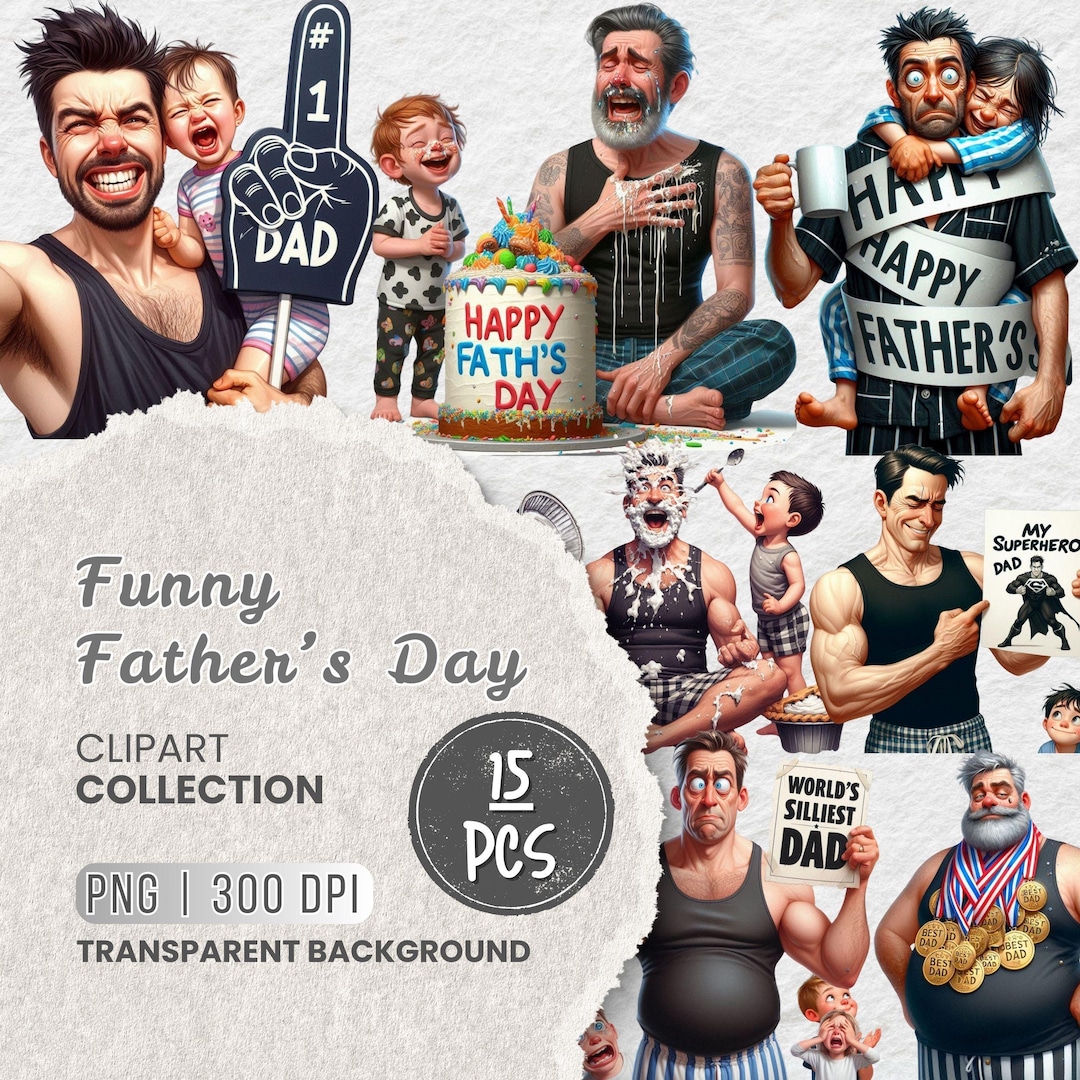 Funny Father's Day Clipart, Dad Cartoon Characters (PNG, 300 DPI) - Etsy