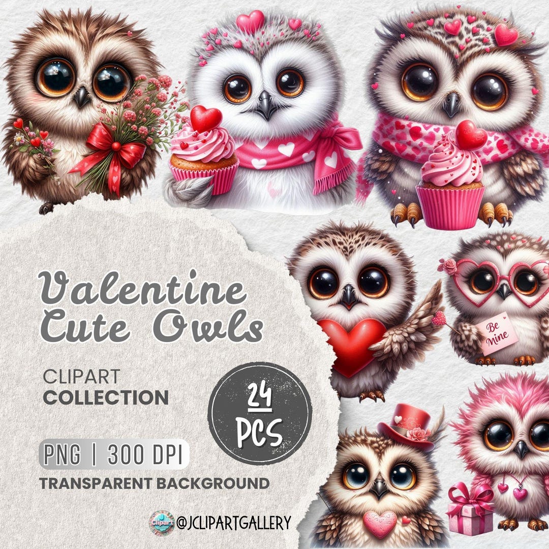 Valentine Owl Clipart Bundle Png, Cute Love Owls for Sublimation and ...