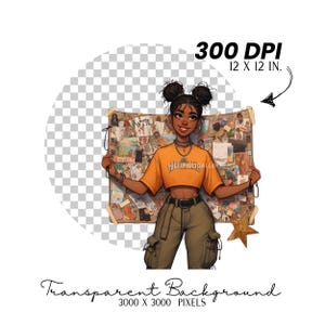 Quirky College Black Girl Clipart Bundle, Melanin College Student, Afro ...