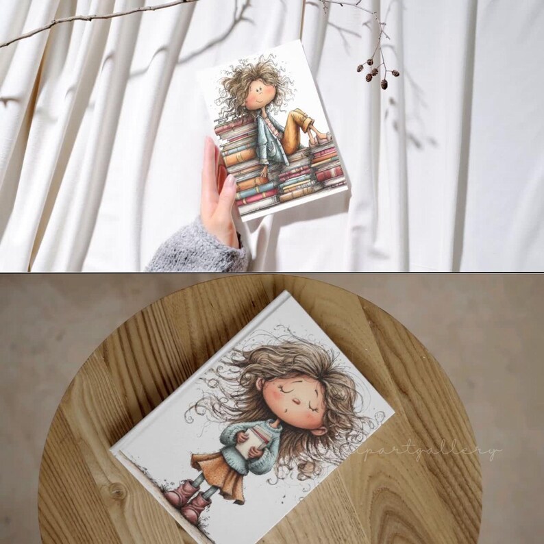 Quirky Book Lover Kids Png Clipart, Whimsical Reading Children, Bookish ...