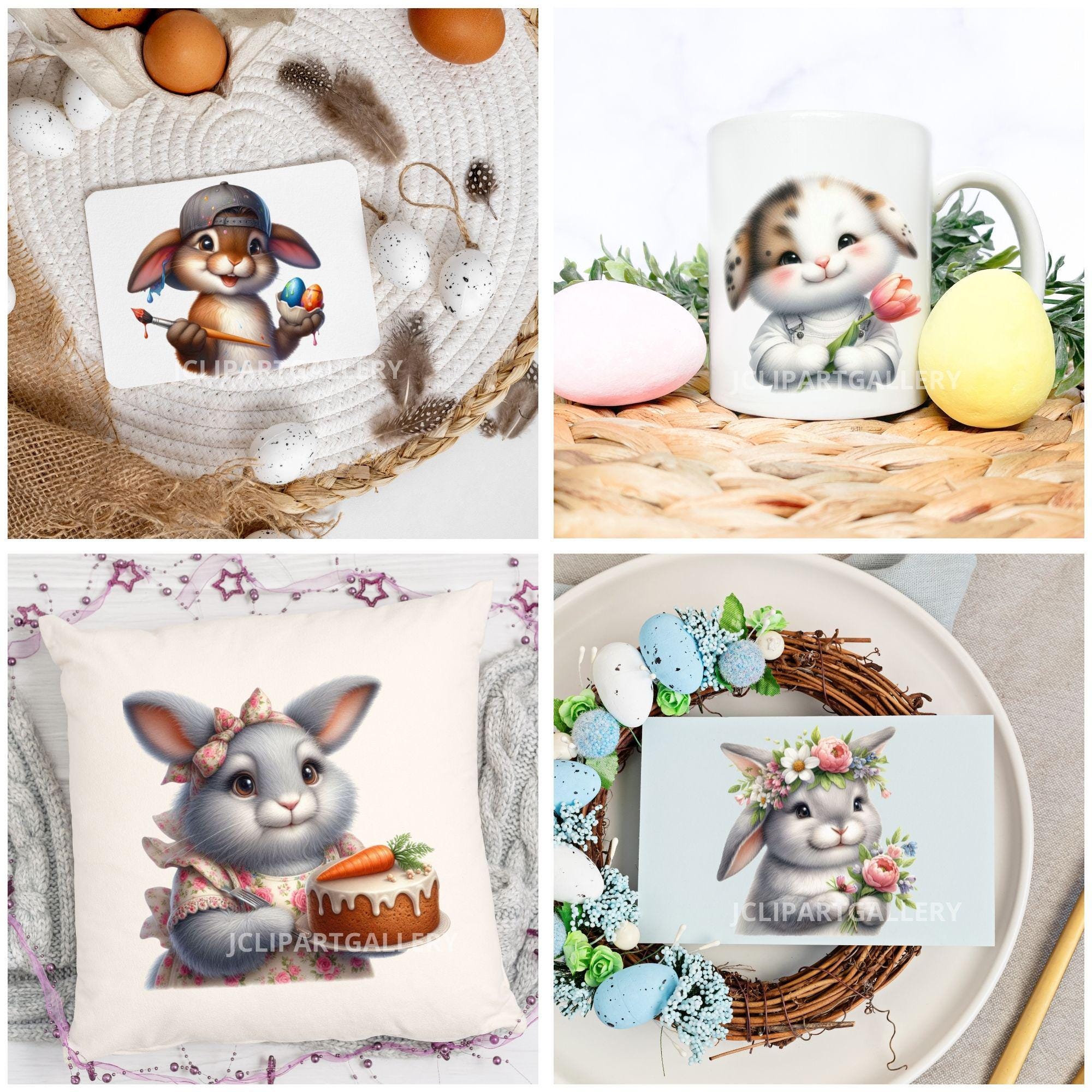 Easter Bunny Family Clipart Png Bundle, 14 Png Easter Bunny Sublimation ...