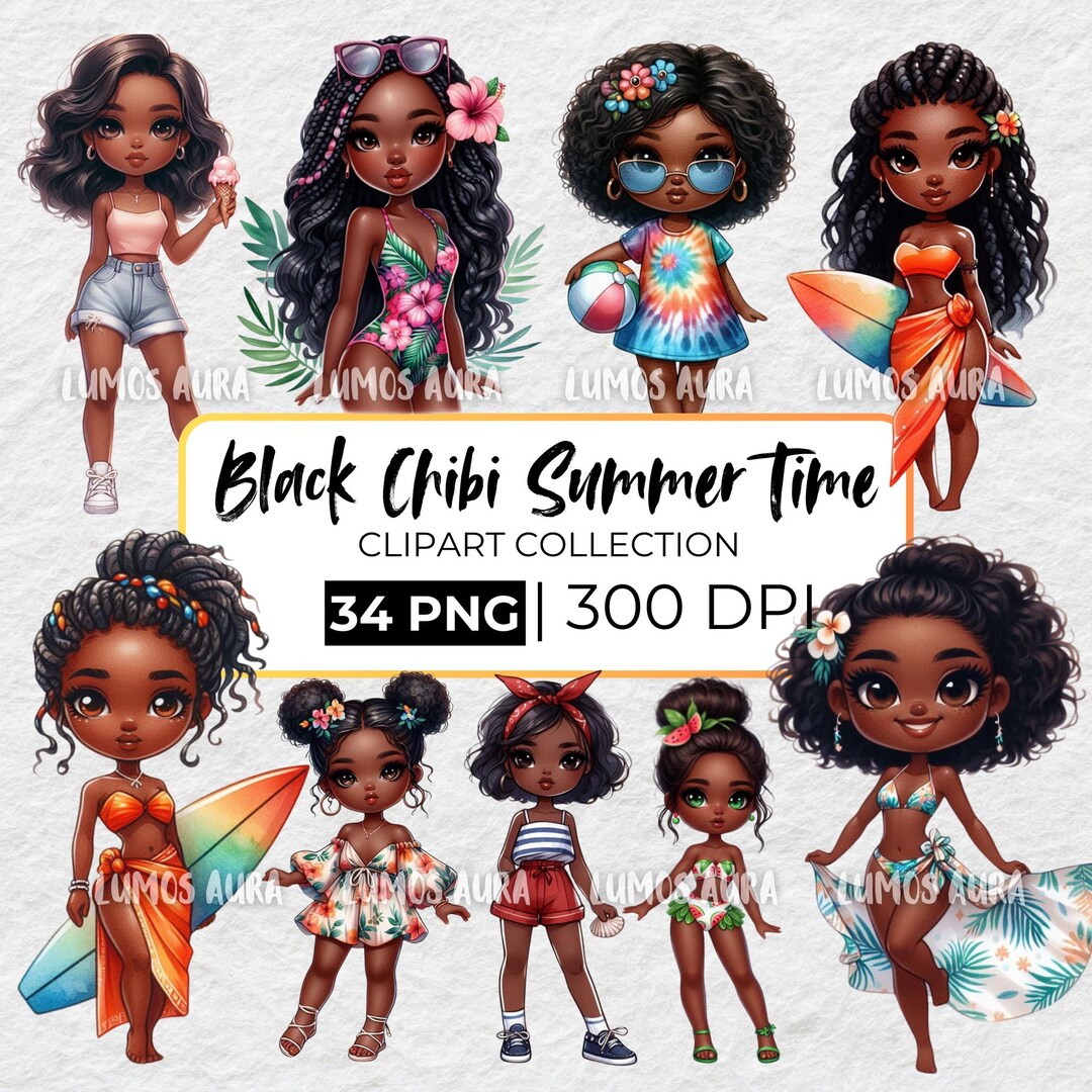 Summer Black Girls PNG, Beach Girls Cliparts, African American Girl ...