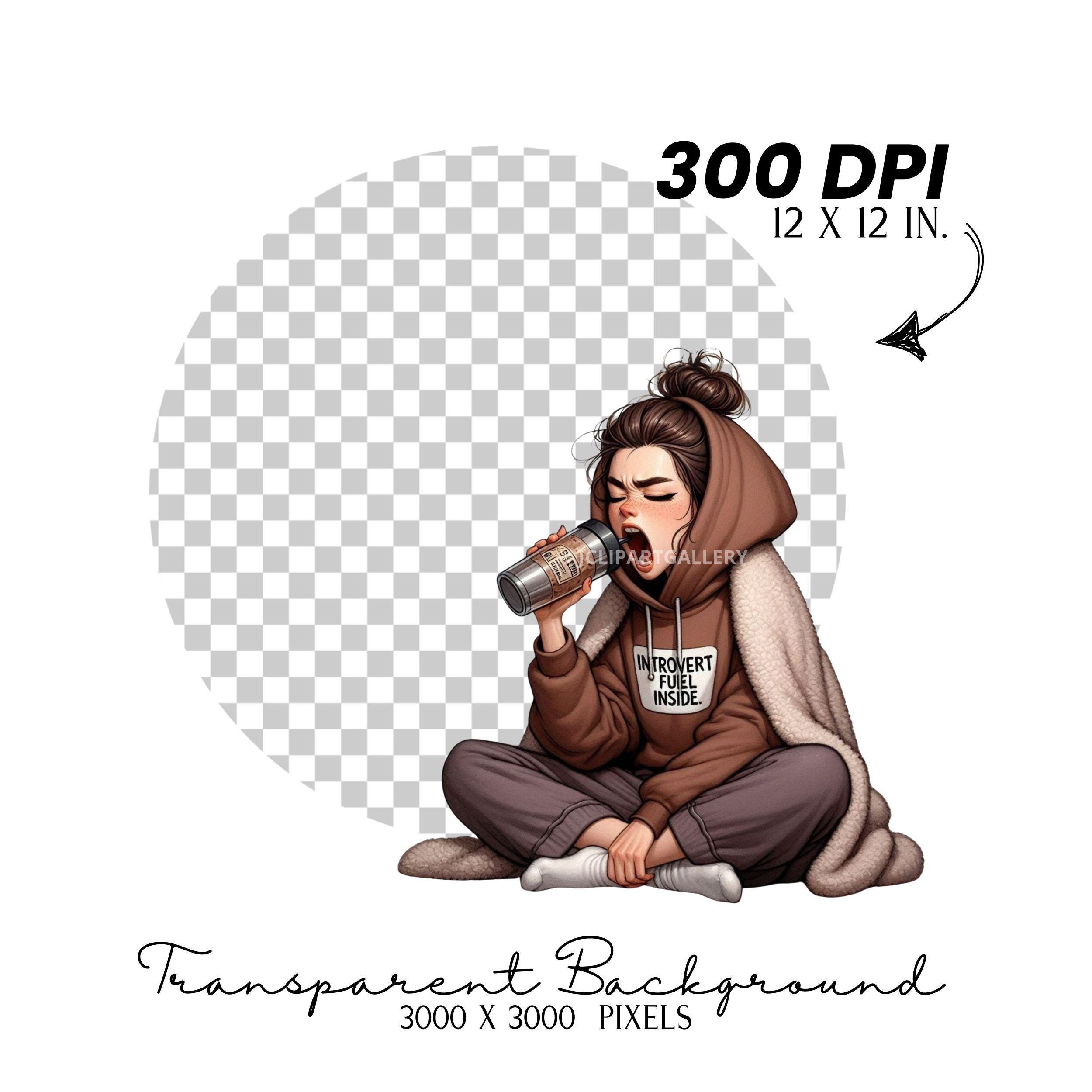 Introvert Girl Clipart, Social Battery Low Girl, Self-care Lazy Day ...