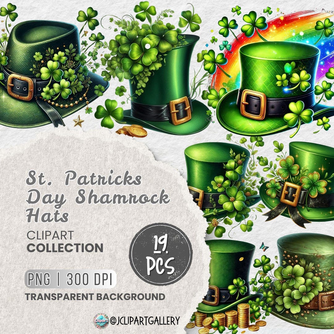 St. Patrick's Day Green Hat Clipart Png Bundle, Leprechaun Hat PNG With ...