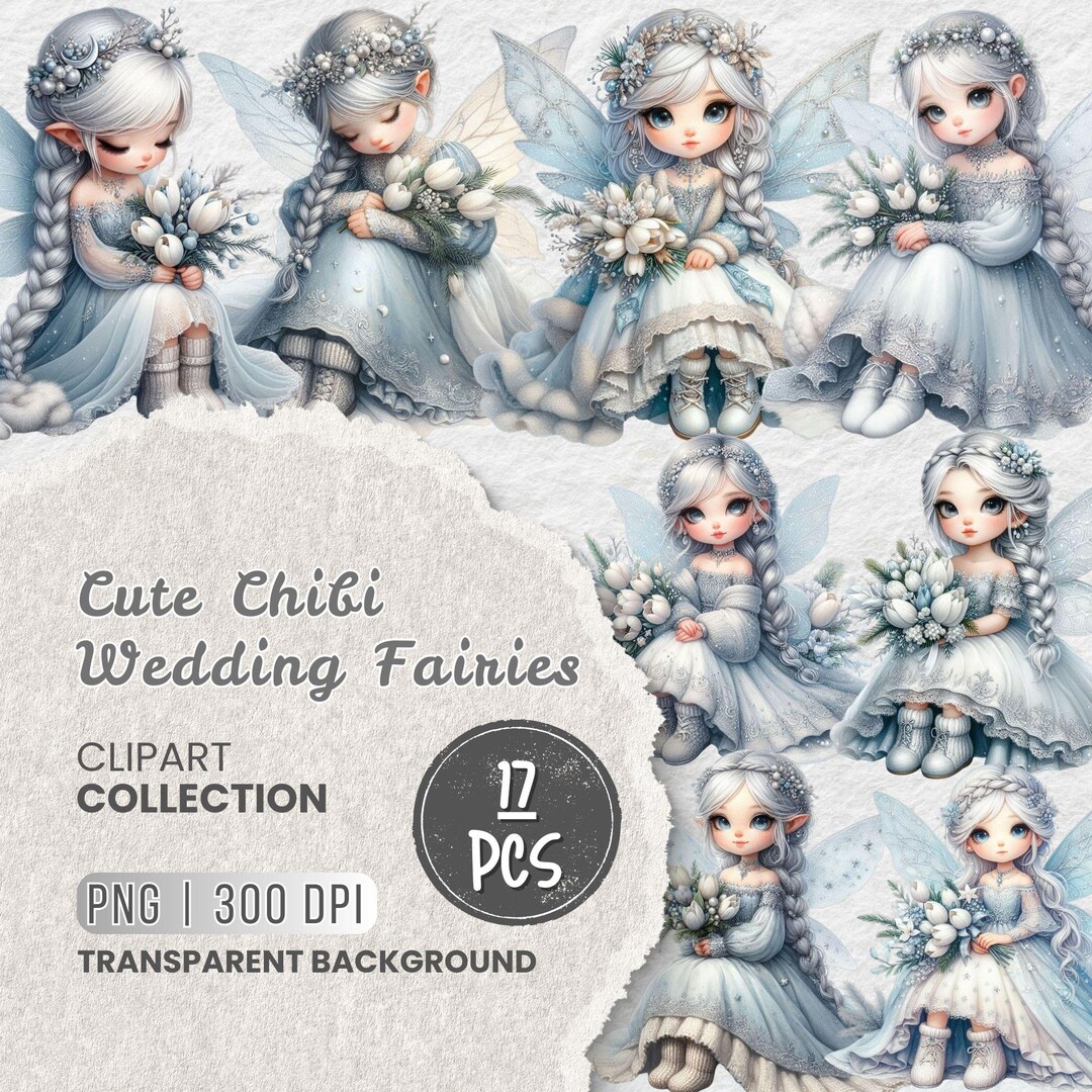 Wedding Fairy Chibi Clipart, Magical Bride, Fantasy Wedding, Cute ...
