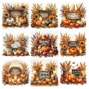 14 Fall Thanksgiving JPEG Clipart Bundle, Autumn Harvest, Printable ...