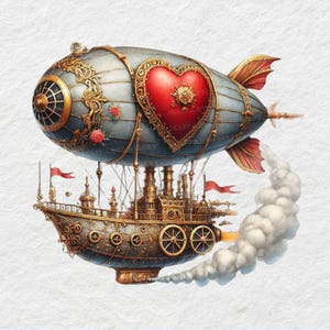 Watercolor Steampunk Valentines Png Clipart Bundle, Valentine's Day ...