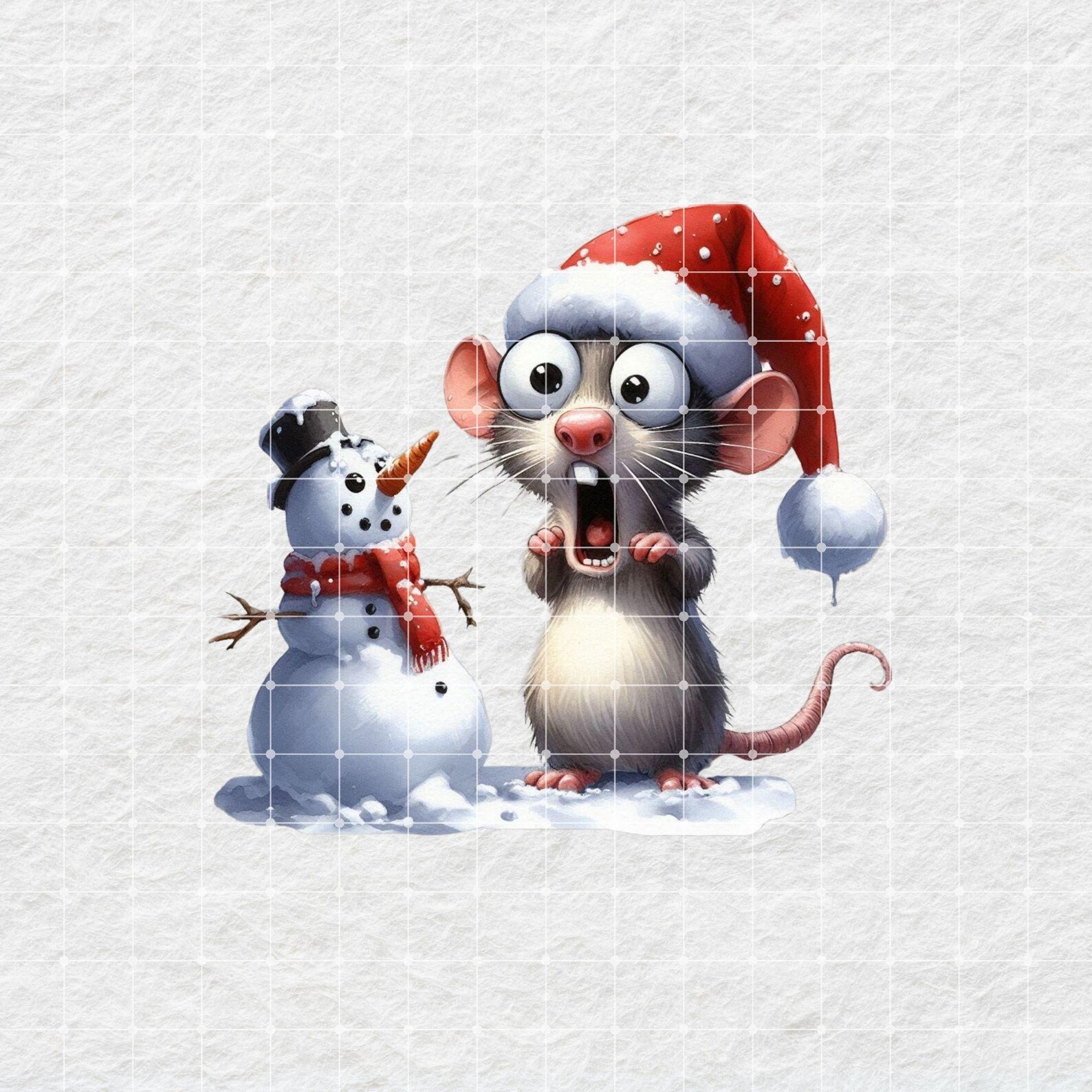 Quirky Funny Christmas Mice Mouse Rat PNG Clipart Bundle, Watercolor ...