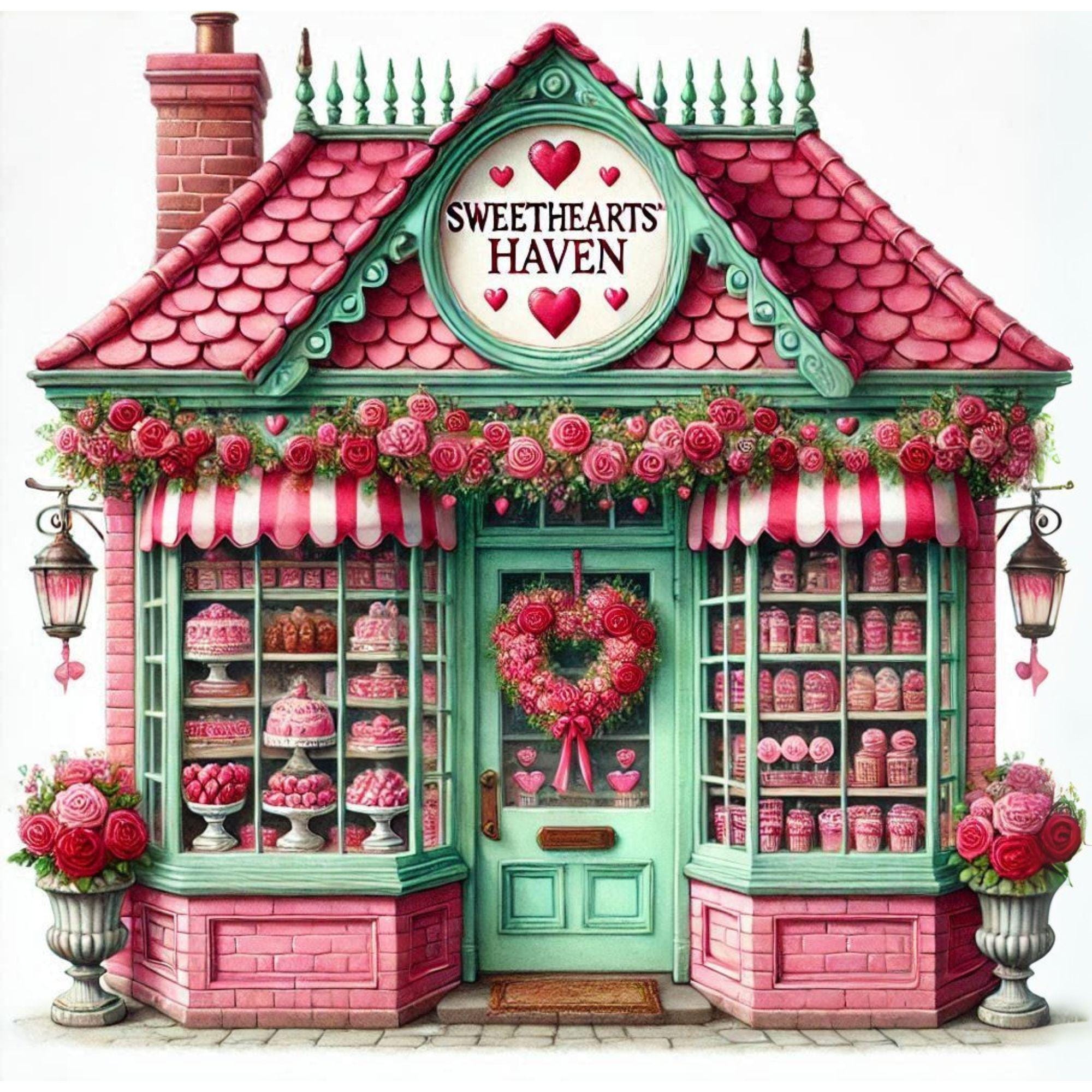 Valentine Shop Watercolor Clipart, Fantasy Floral Shop (digital ...