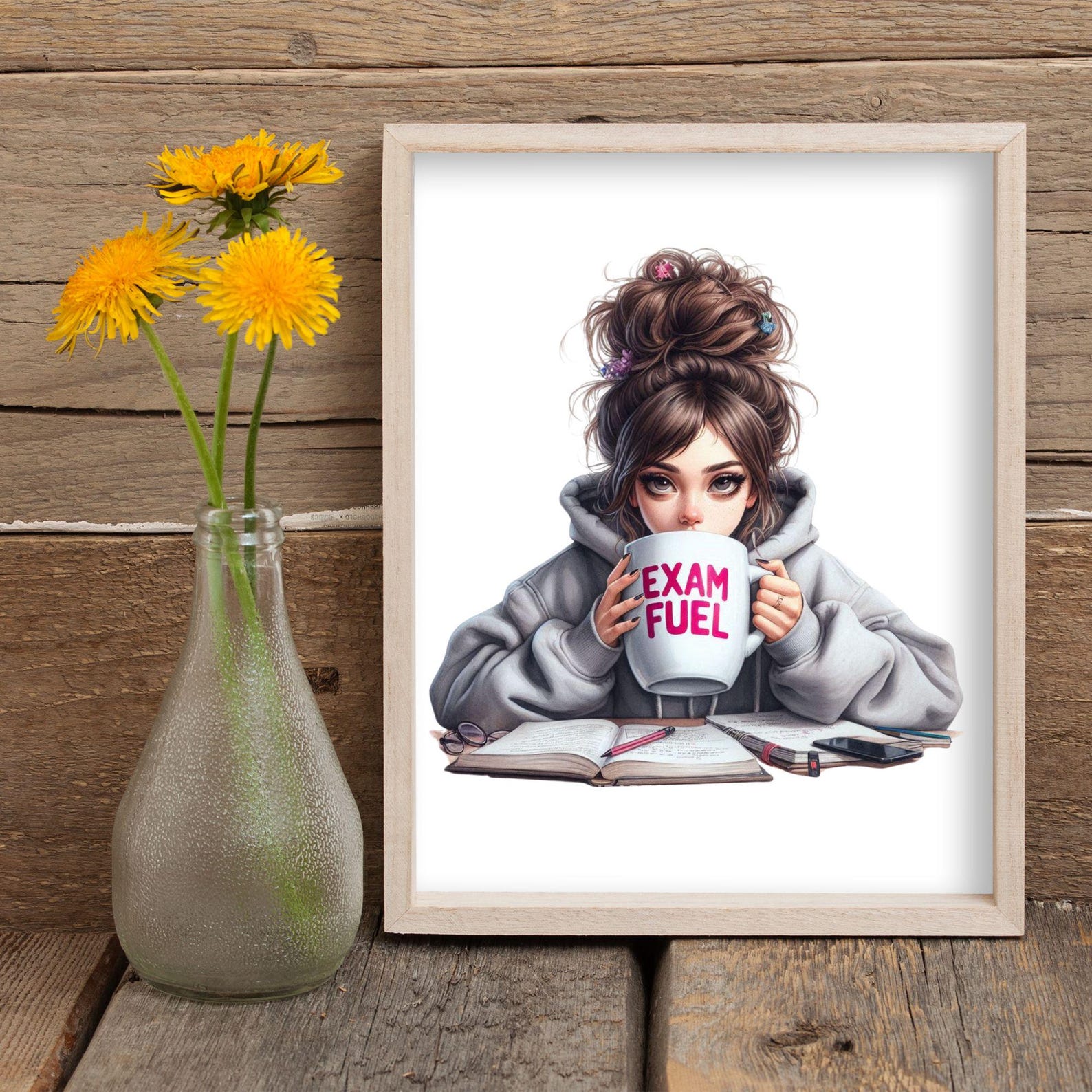 Funny Girl Studying Png Clipart, Quirky Student Clipart, Whimsical Girl ...