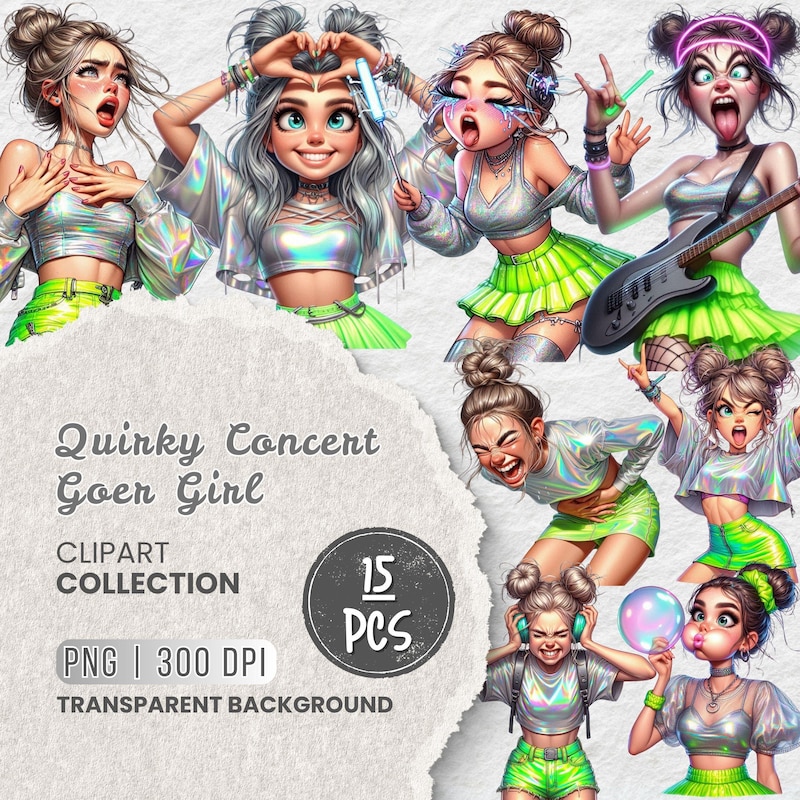 Holographic Girl Clipart - Etsy UK