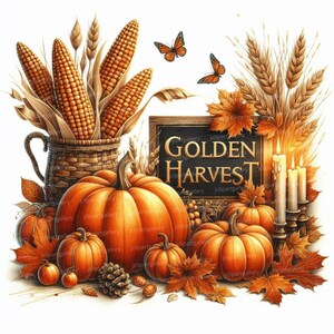 14 Fall Thanksgiving JPEG Clipart Bundle, Autumn Harvest, Printable ...