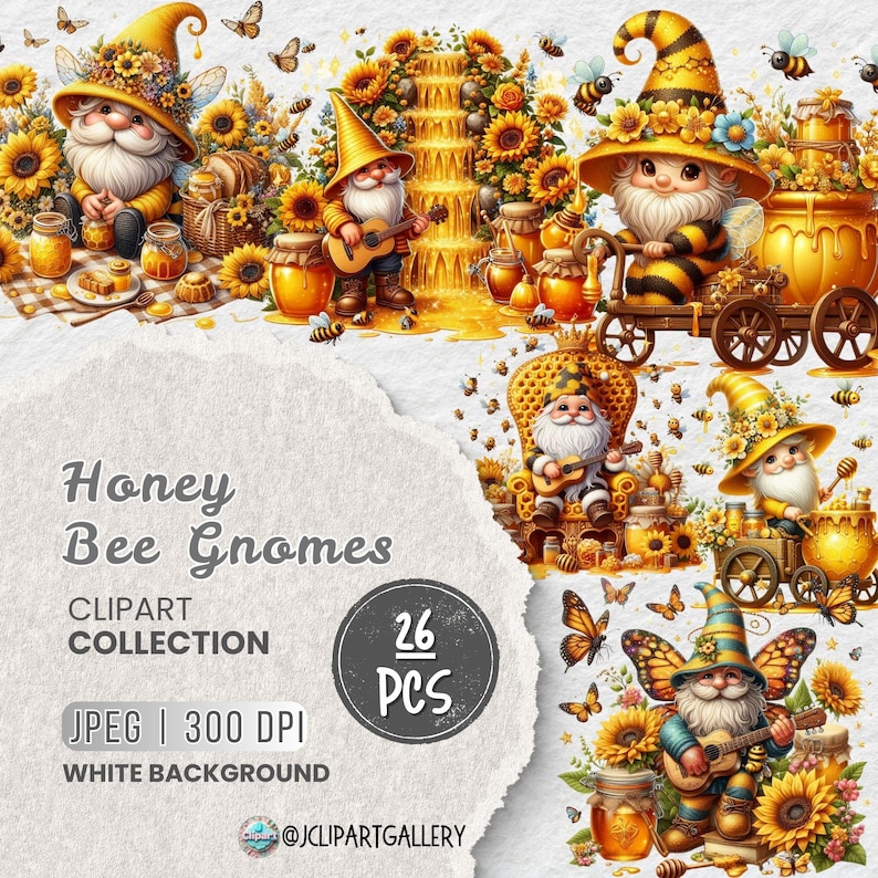 Honey Bee Gnome Clipart Bundle, Sunflower, Scrapbooking (JPEG) - Etsy