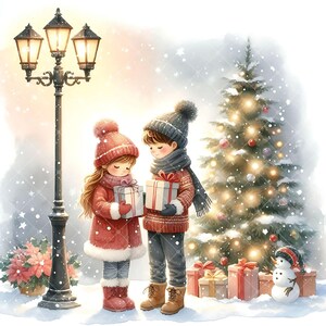 Christmas Kids Winter Scenes Clipart Bundle, Festive Snow Scenes With ...