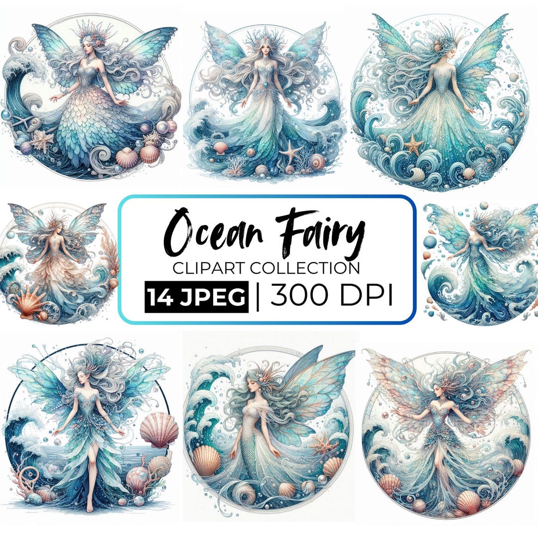 Ocean Fairy Clipart 14 JPG Bundle, Spring Forest Fairy Clipart ...