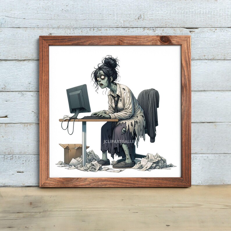 Zombie Office Worker Clipart, Funny Burnout Employee PNG Bundle, Tired ...