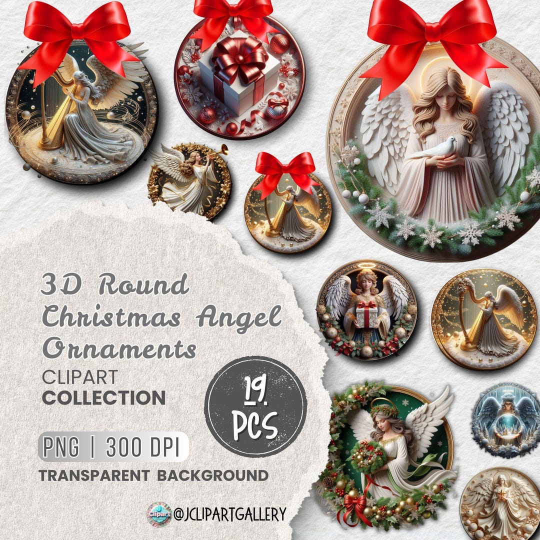 3D Christmas Angel Ornament Clipart PNG Bundle (digital Download) - Etsy