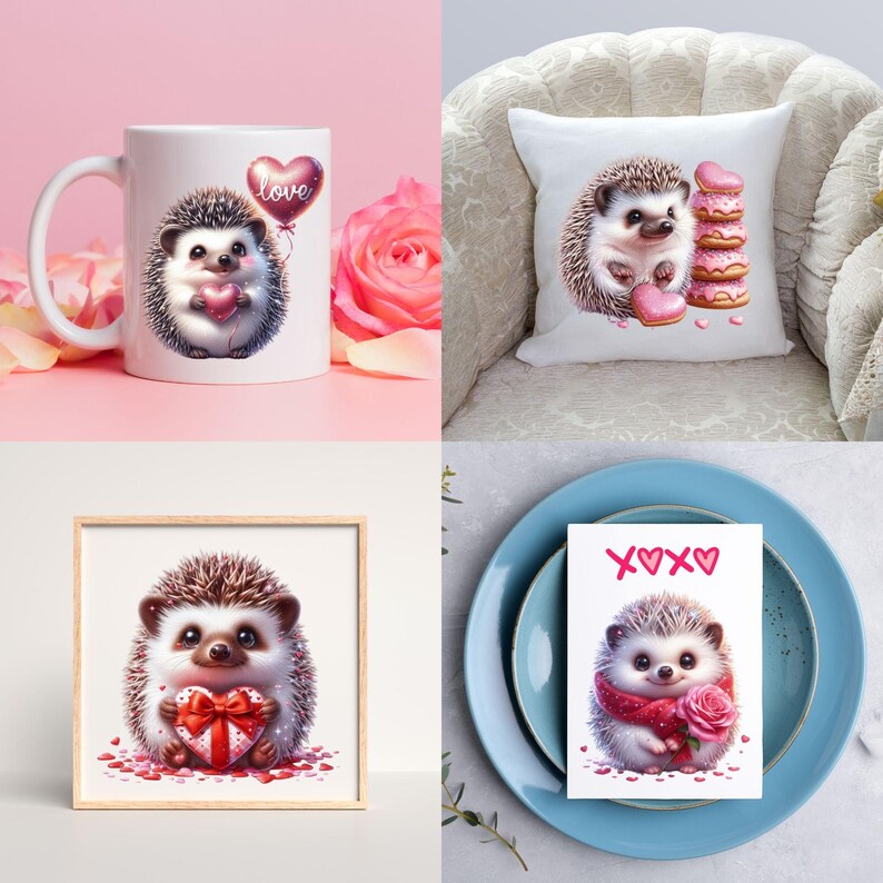 Valentine Porcupine Png Clipart Bundle, Cute Porcupine Png for ...