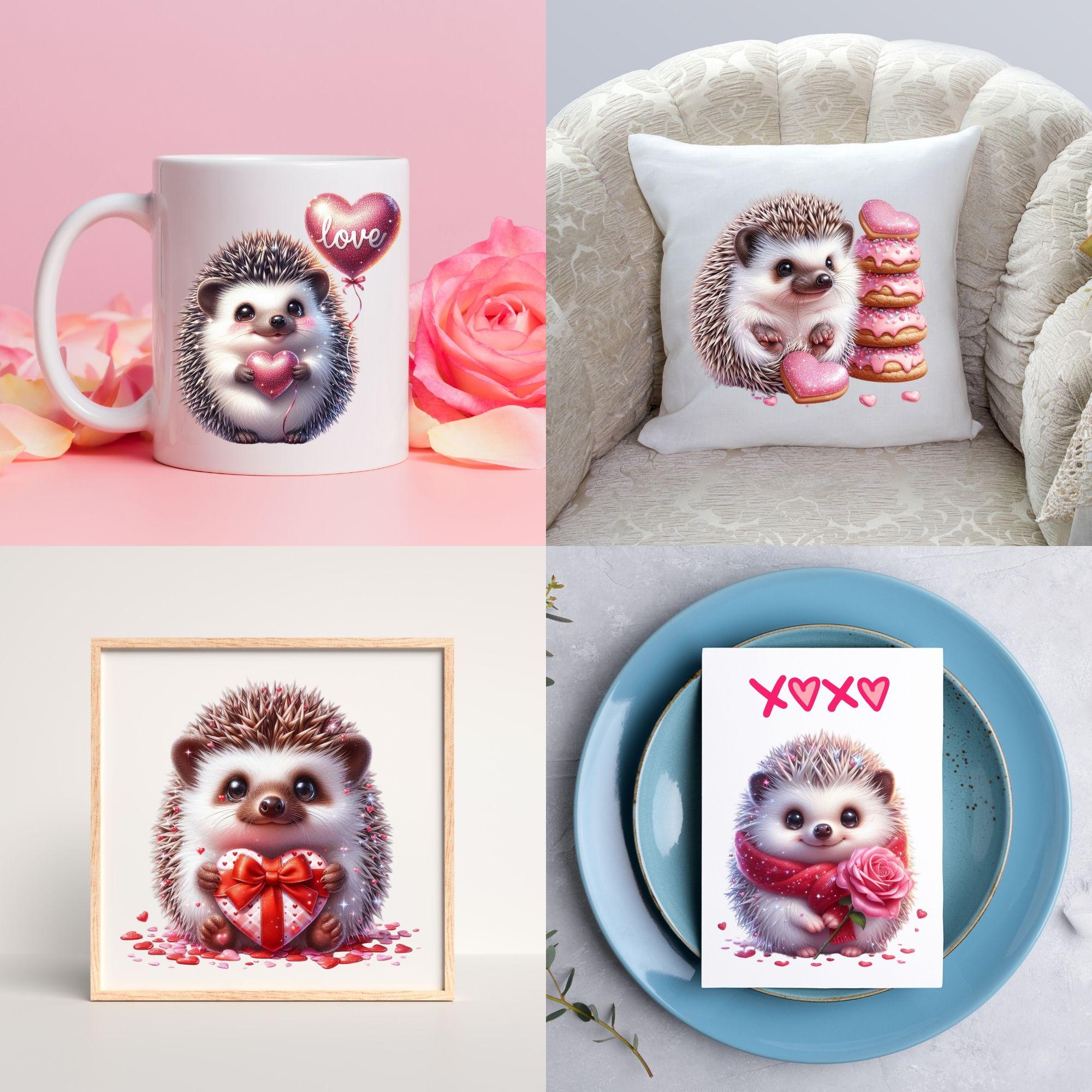 Valentine Porcupine Png Clipart Bundle, Cute Porcupine Png for ...