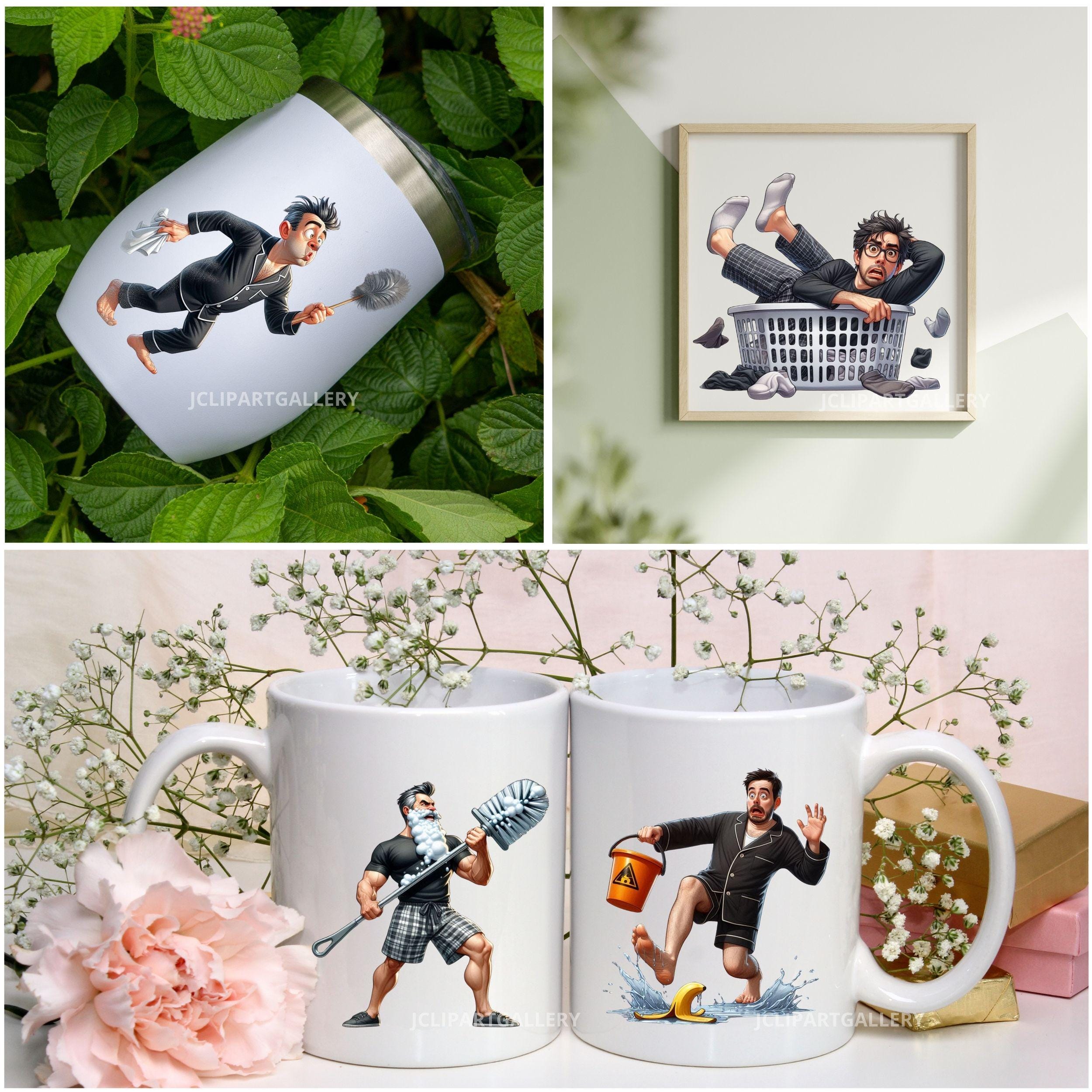 Quirky Dad Cleaning Clipart, Funny Housework Dad Pngs, Dad Life, Funny ...