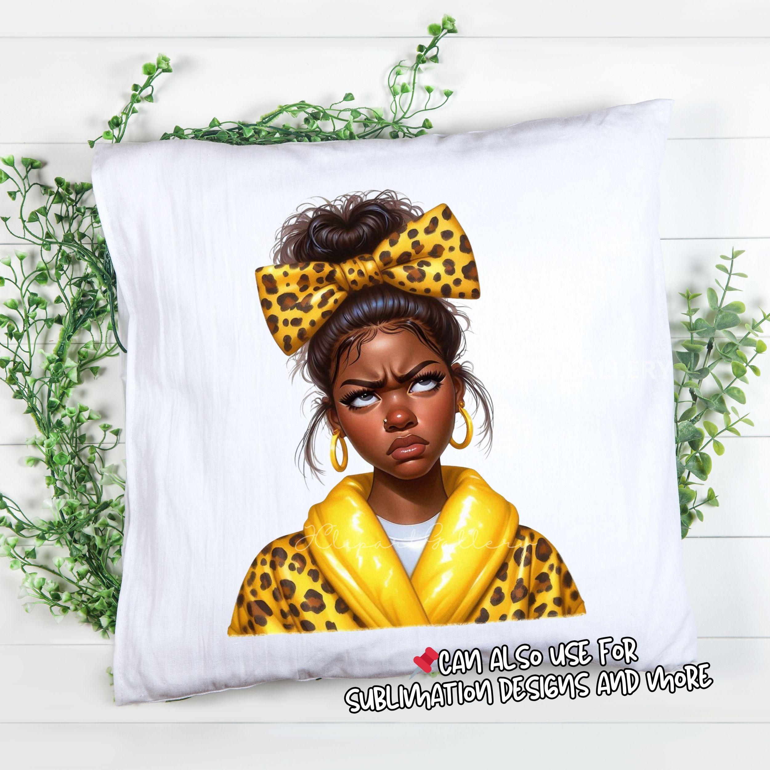 Stank Face Black Girl Clipart, Funny Sassy Mood Girl, Afro Woman Bonnet ...