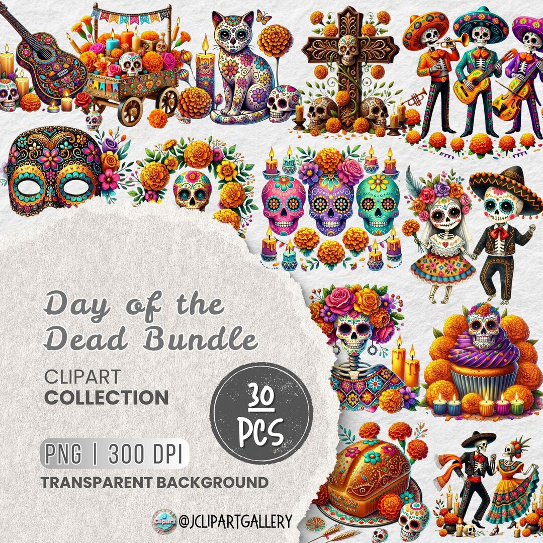 Day of the Dead Clipart, Day of the Dead PNG, Día De Los Muertos, Sugar ...