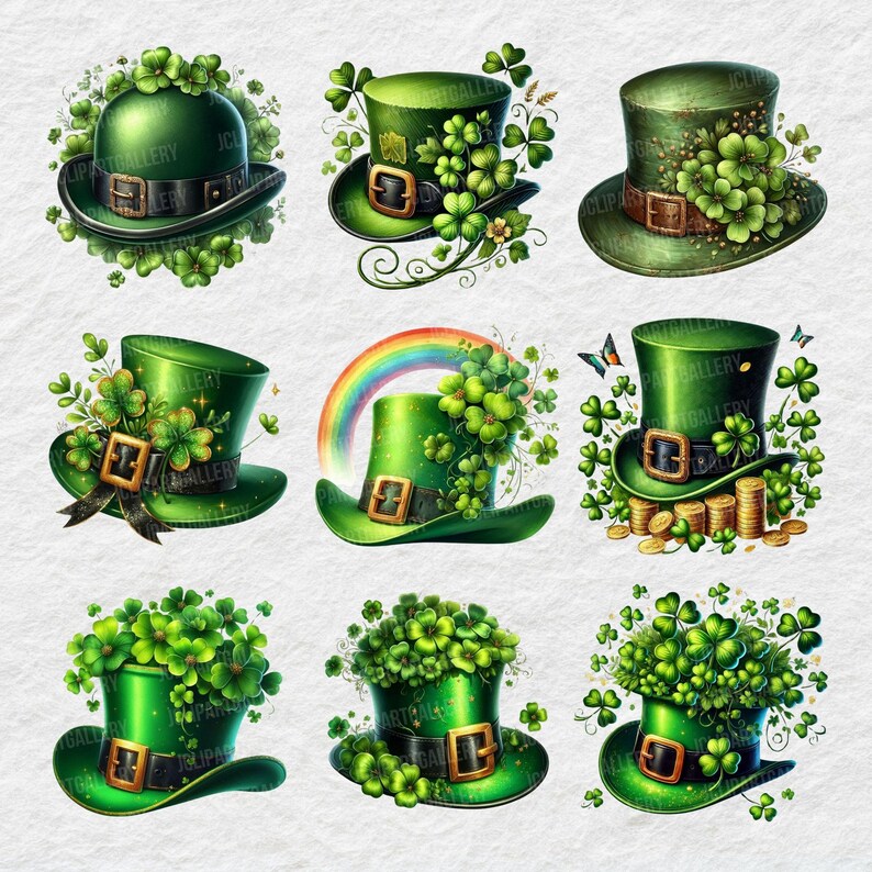 St. Patrick's Day Green Hat Clipart Png Bundle, Leprechaun Hat PNG With ...