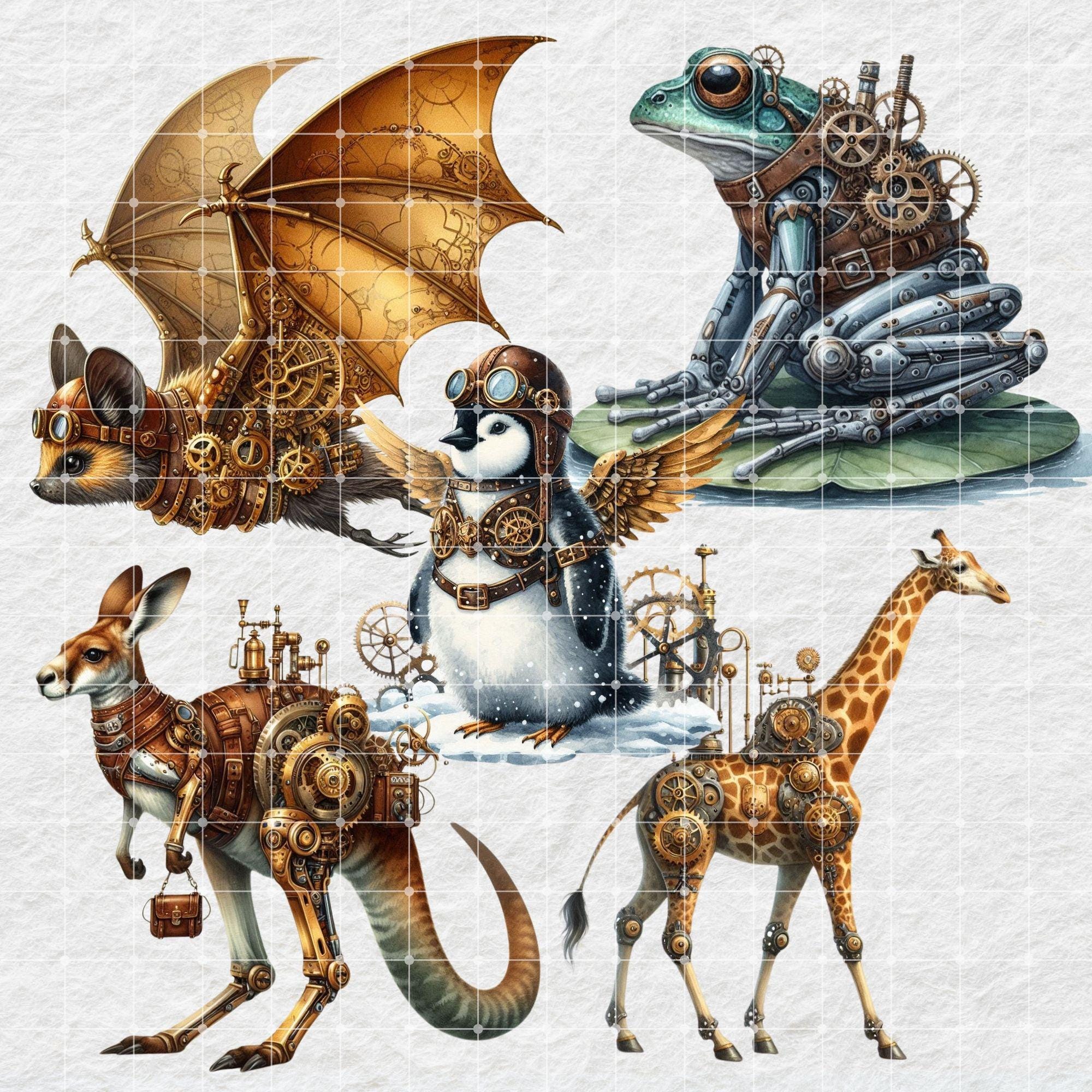 Steampunk Animal PNG Clipart Bundle, Mechanical Steampunk Creatures PNG ...
