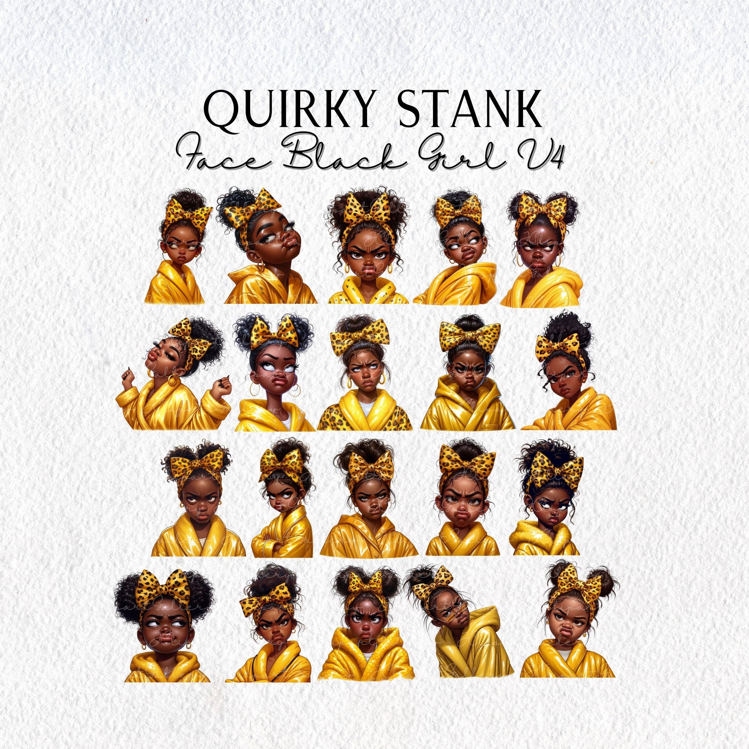 Stank Face Black Girl Clipart, Funny Sassy Mood Girl, Afro Woman Bonnet ...