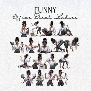 Overtime Queen Black Woman Clipart, Busy Office Lady, Working Hard Girl ...
