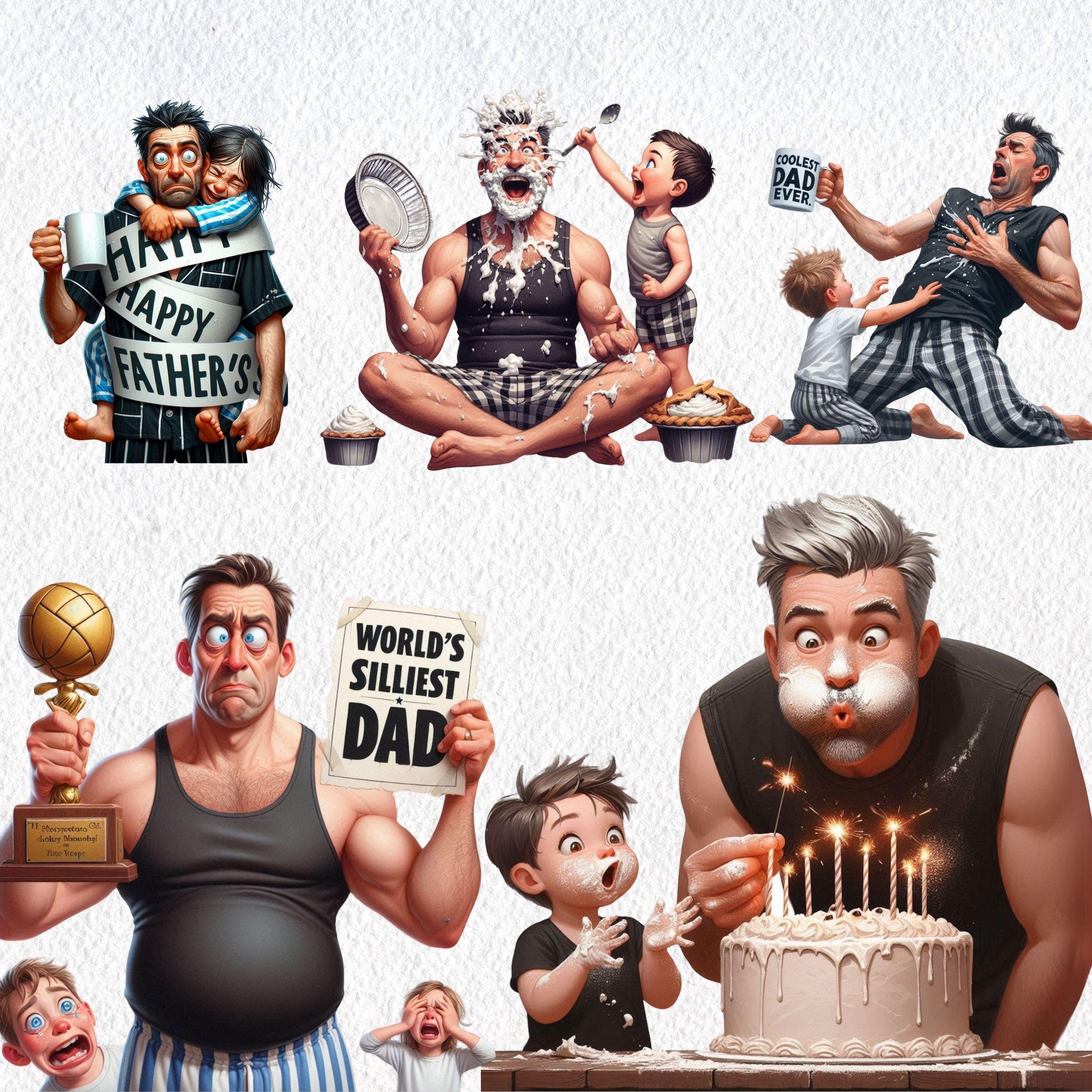 Funny Father's Day Clipart, Dad Cartoon Characters (PNG, 300 DPI) - Etsy