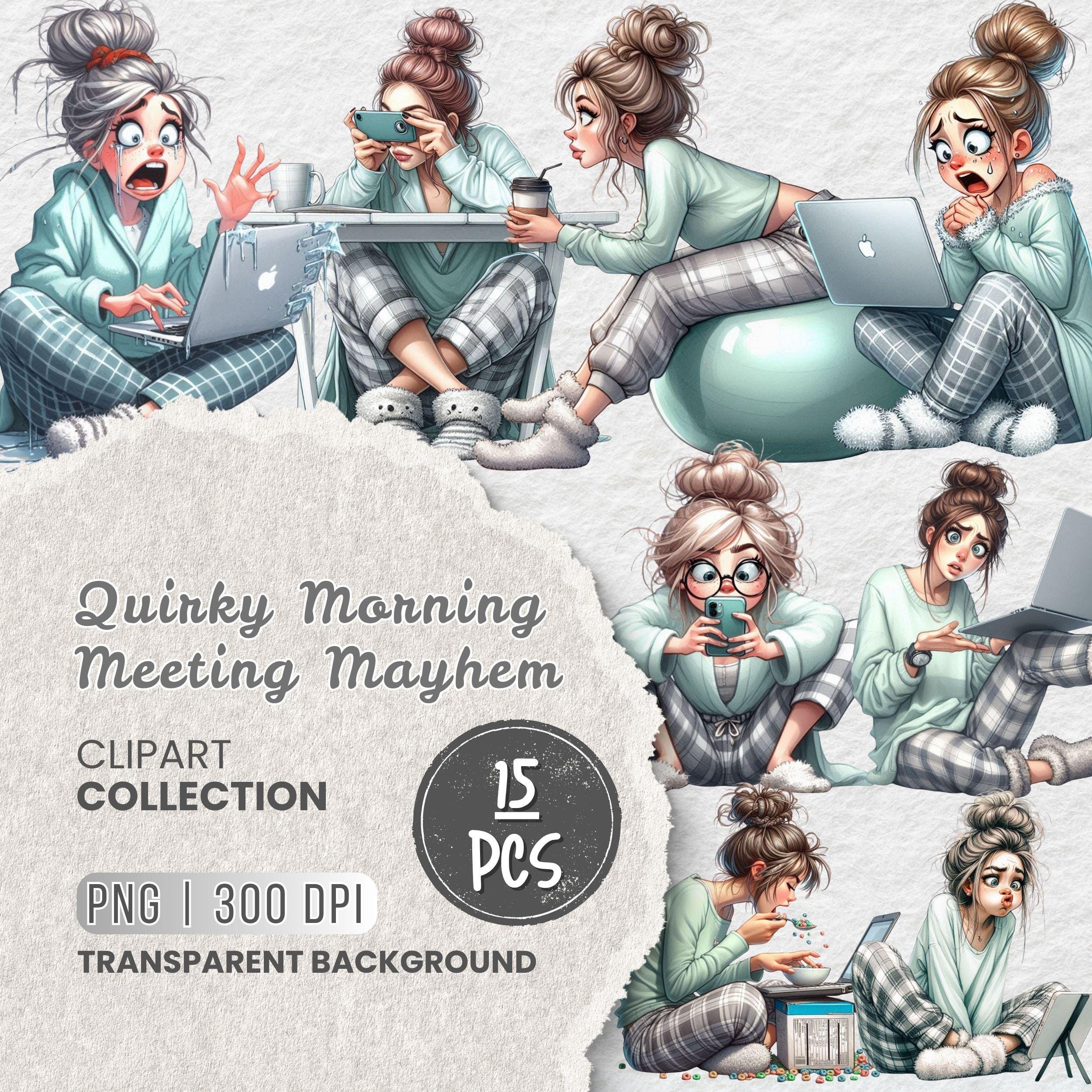 Quirky Morning Meeting Clipart, Funny Zoom Meeting Girl, Quirky Planner ...