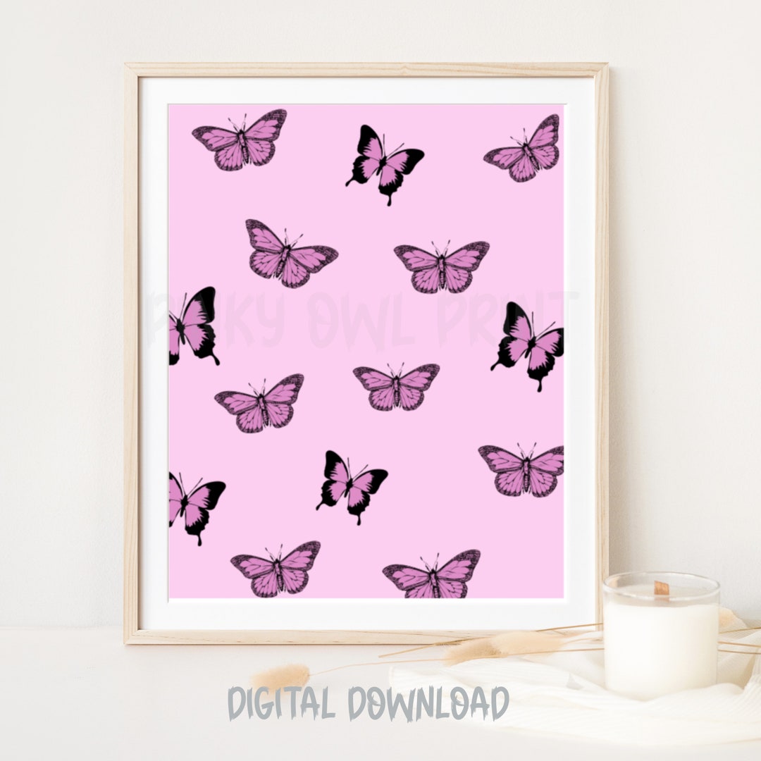 Pink Butterfly Wall Decor L Printable Art L Vintage Butterfly Print I ...