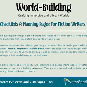 World-building | Story Planning for Writers | Planning Pages for ...