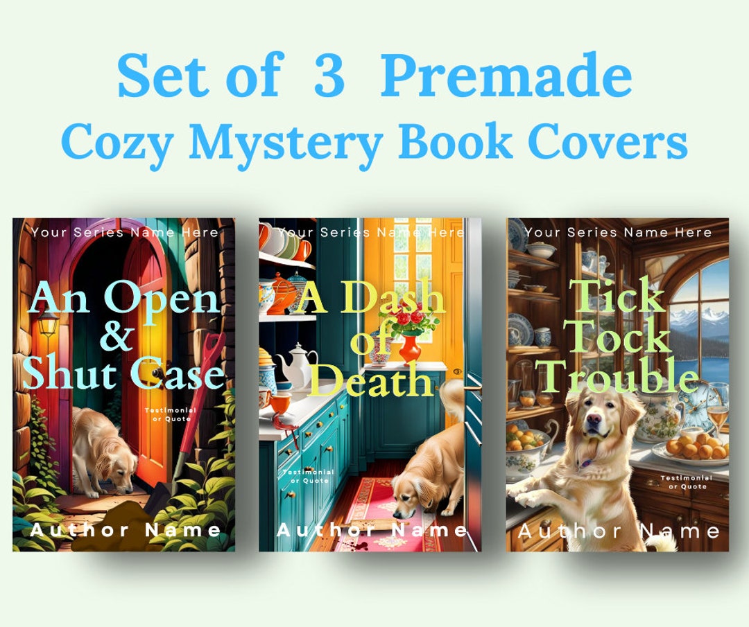 Set of 3, Premade Book Covers, Dog-themed Books, Cozy Book Cover ...