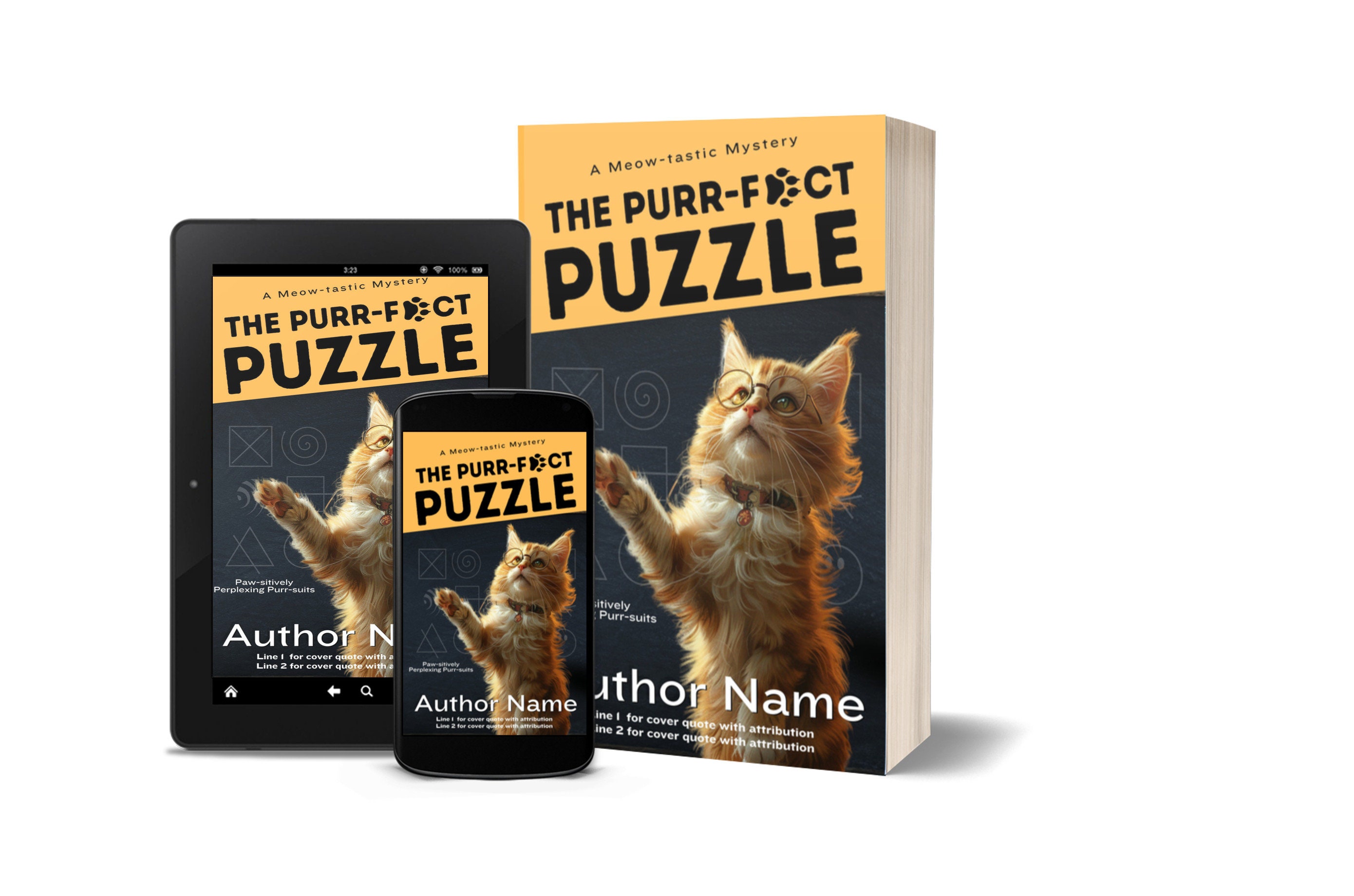 Premade Book Covers, Cat-themed Book, Cozy Book Covers, Mystery Book ...