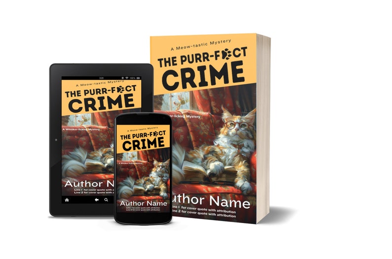 Premade Book Covers, Cat-themed Book, Cozy Book Covers, Mystery Book ...