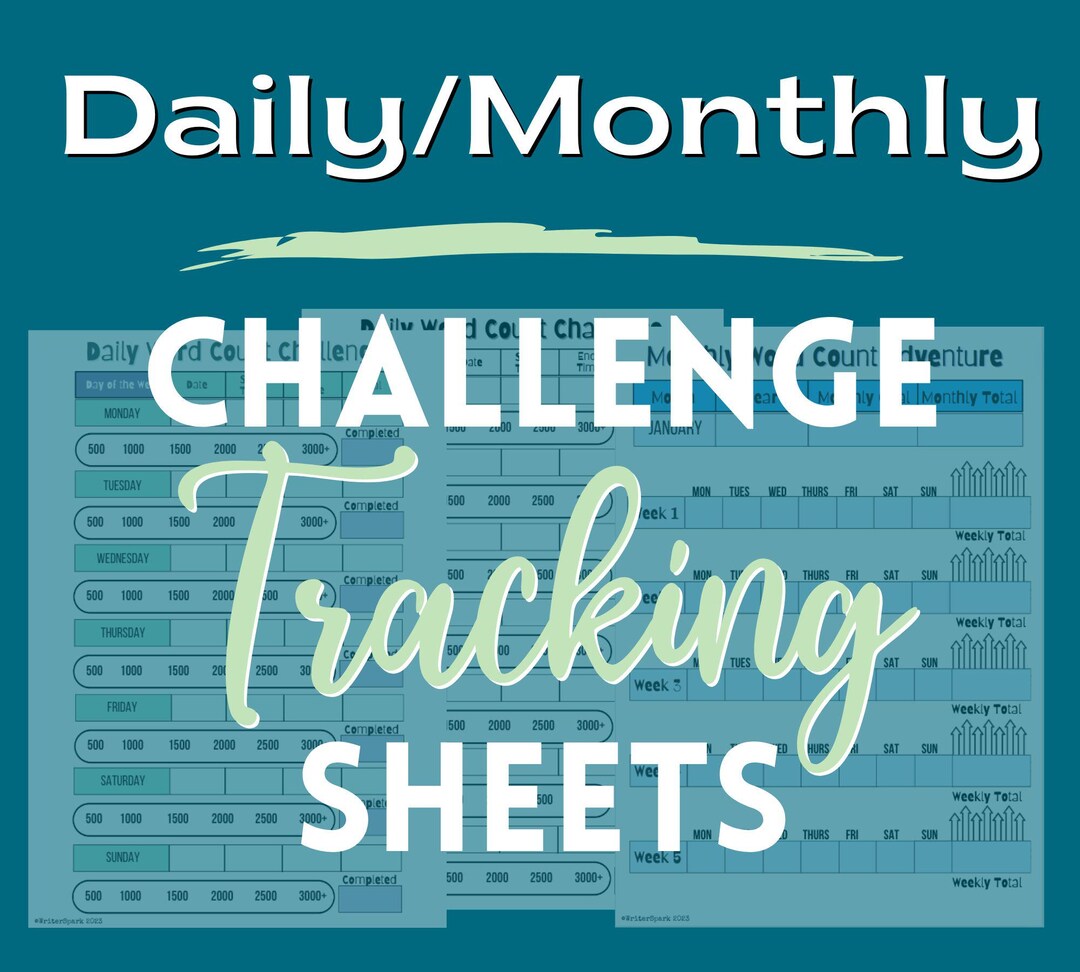 Daily Word Count Tracker, Monthly Word Count Tracker, Writing Goals ...