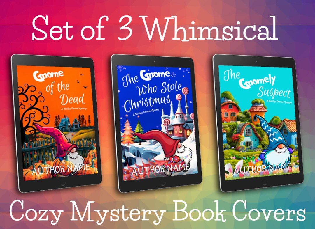 Set of 3, Premade Book Covers, Book Cover, Cozy Book Cover, Mystery ...