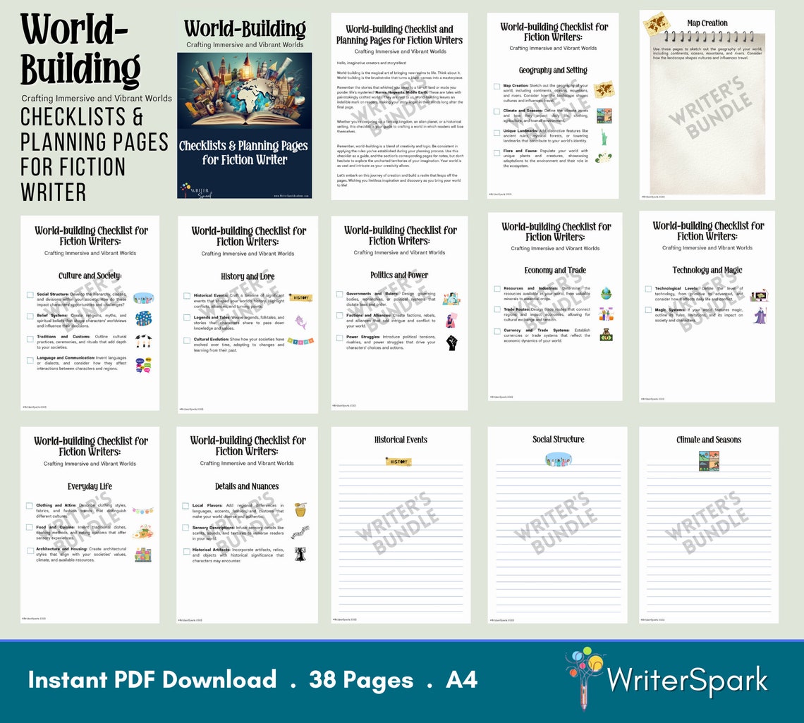 World-building Checklists and Planning Pages for Fiction Writers ...