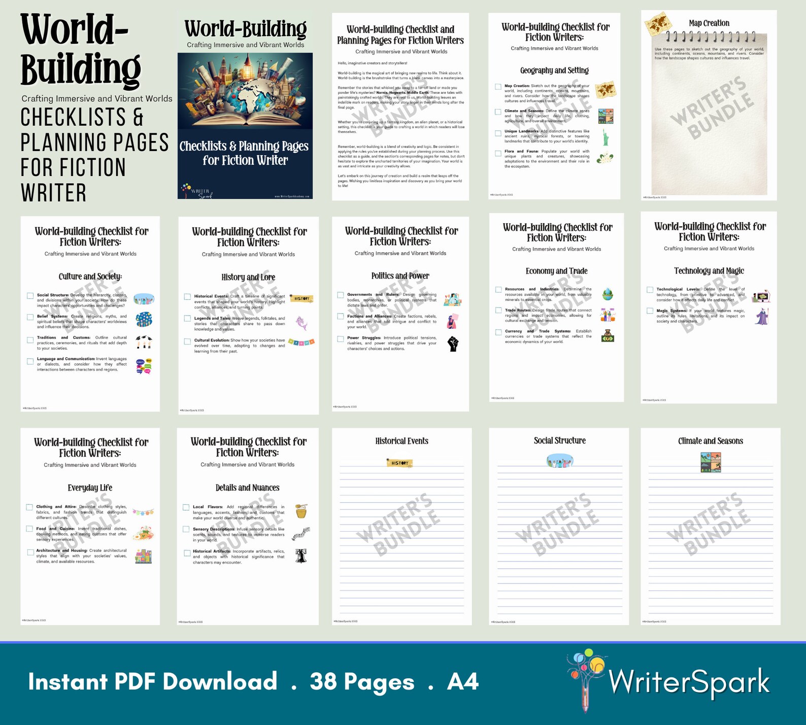 World-building Checklists and Planning Pages for Fiction Writers ...