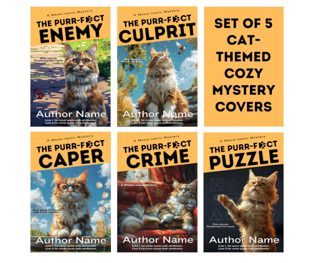 Premade Book Covers, Cat-themed Book, Cozy Book Covers, Mystery Book ...