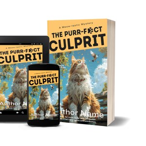 Premade Book Covers, Cat-themed Book, Cozy Book Covers, Mystery Book ...