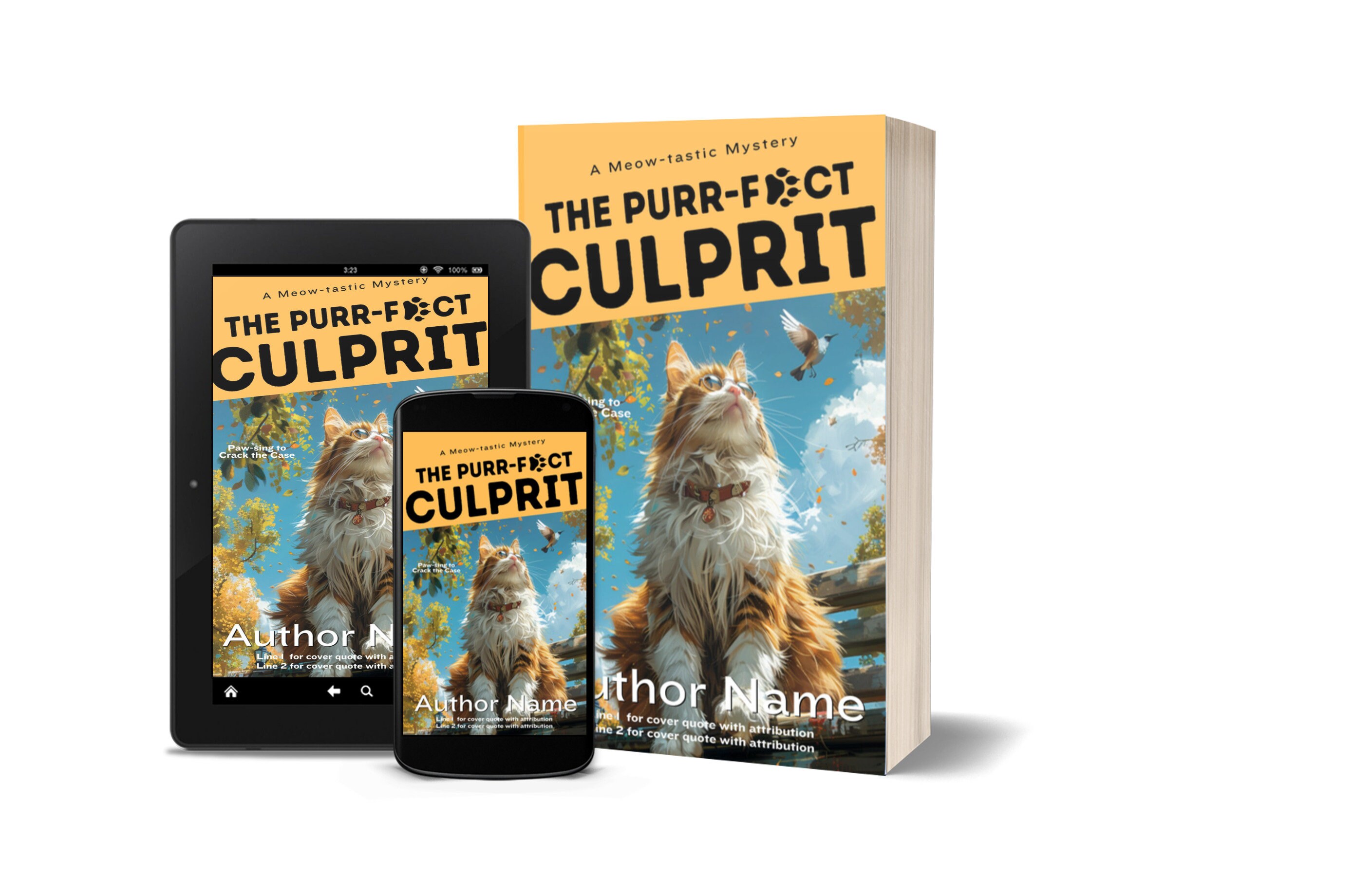 Premade Book Covers, Cat-themed Book, Cozy Book Covers, Mystery Book ...