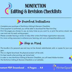 Editing and Revision, Nonfiction Writing Planner, Writer’s Organizer ...